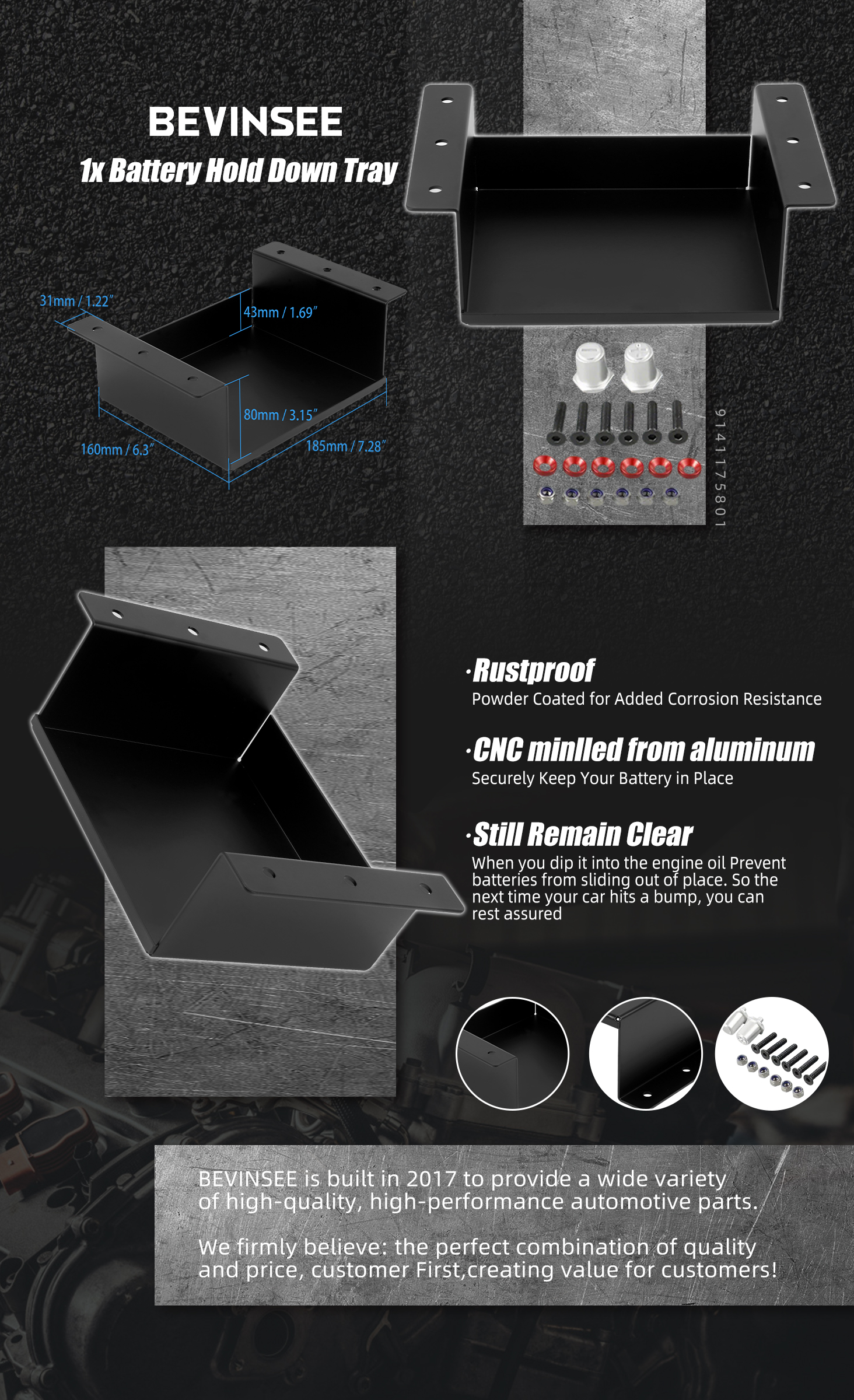 Battery Hold Down Aluminum Tray Box Mount Kit For PC680 Odyssey Battery ...
